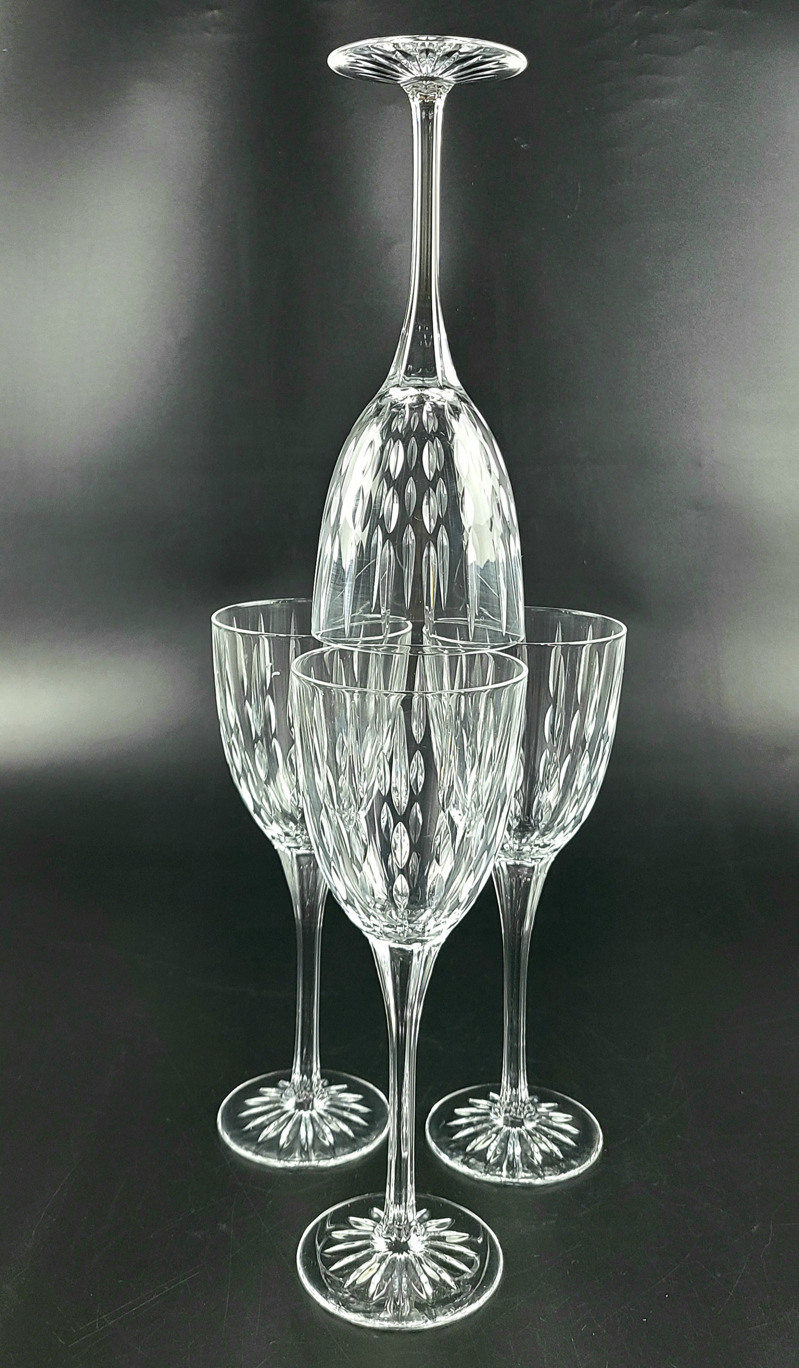 Vintage Set of 4 Crystal Tall Water/ Wine Goblets - Etsy