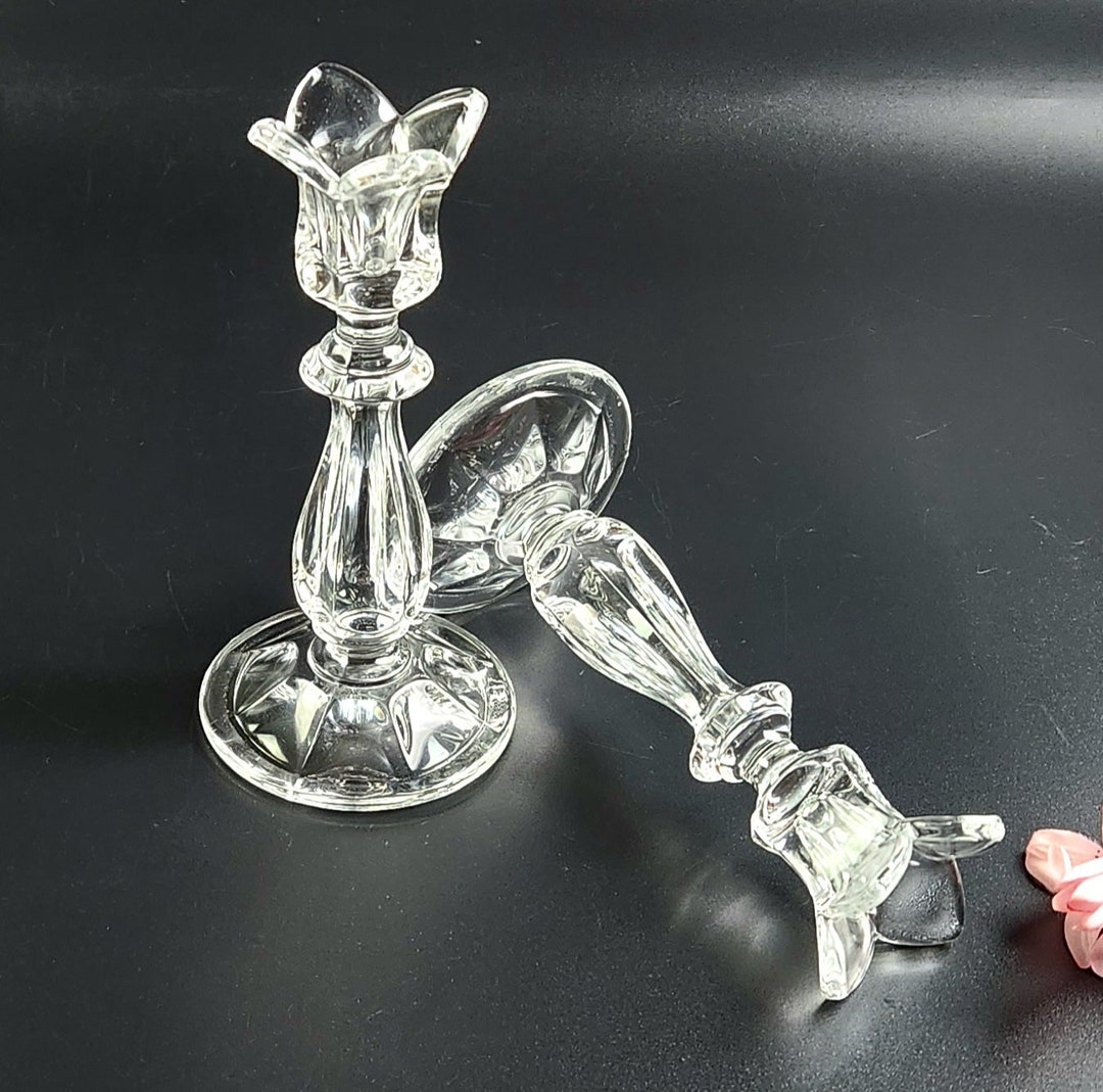 Vintage - Set of 2 - Gorham Crystal Floral Candlestick Holders ...