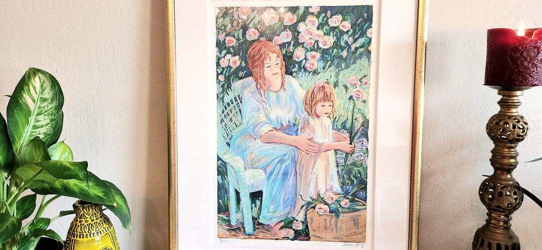 Mother & Child - 1994 - 29" * 22" - Authenticated - Irene Borg Silk ...