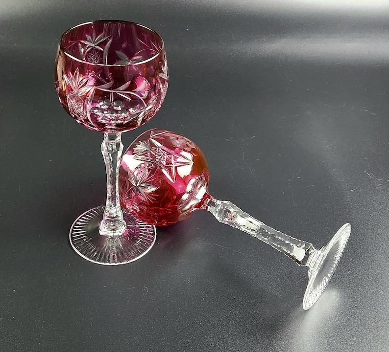 Vintage Beyer Bleikristall BEZ1 Shades of Pink Cut-crystal Wine Glasses ...