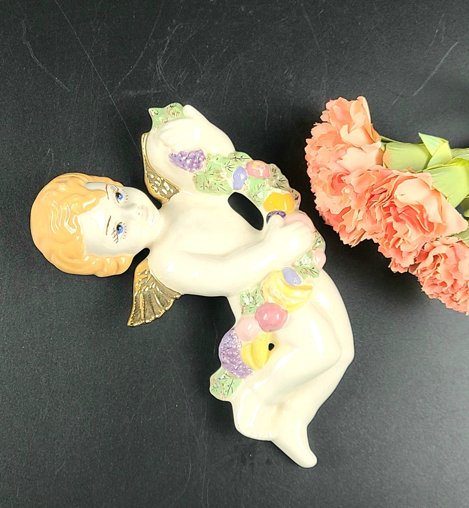 Vintage Cherub Wall Hanging/ Decor Signed Ceramic/ Porcelain - Etsy