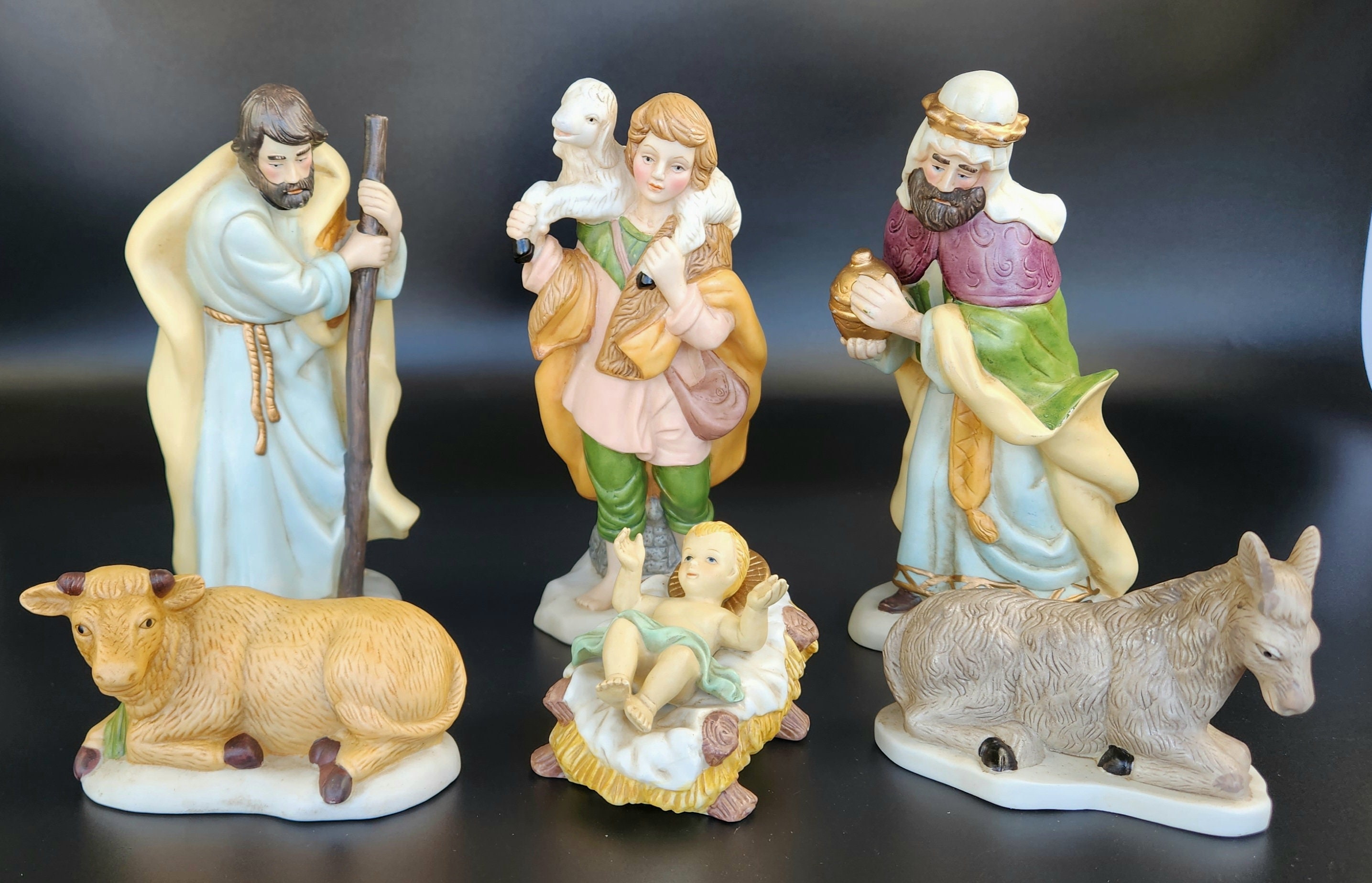 Vintage Ceramic/porcelain 10 Piece Porcelain Nativity Set Made in China ...