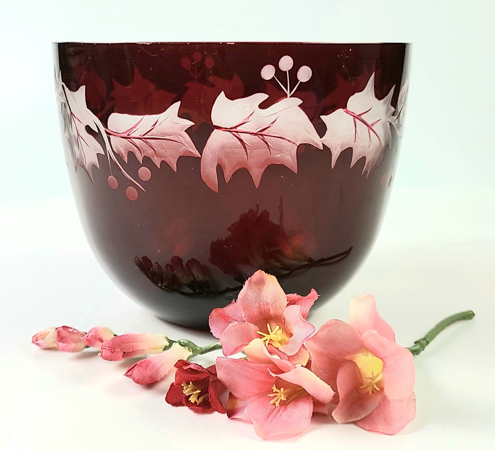 Vintage Great Condition Teleflora Ruby Red Bowl Etched - Etsy Ireland