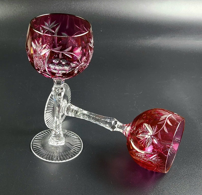 Vintage Beyer Bleikristall BEZ1 Shades of Pink Cut-crystal Wine Glasses ...