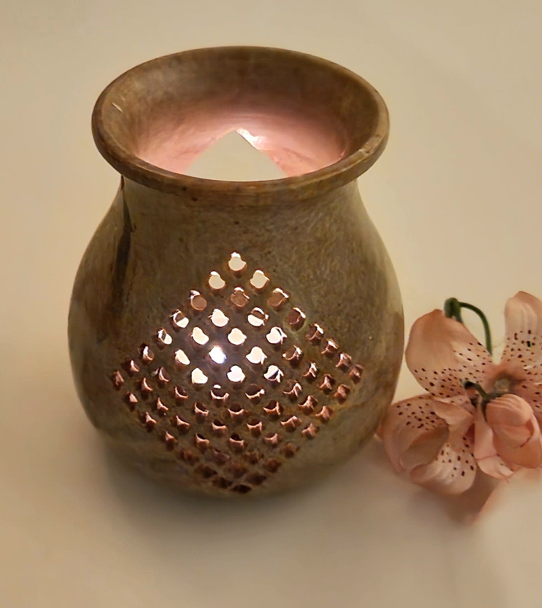 Vintage - Stone/marble Cut-out Design Votive Holder - 4.5" Tall - Etsy