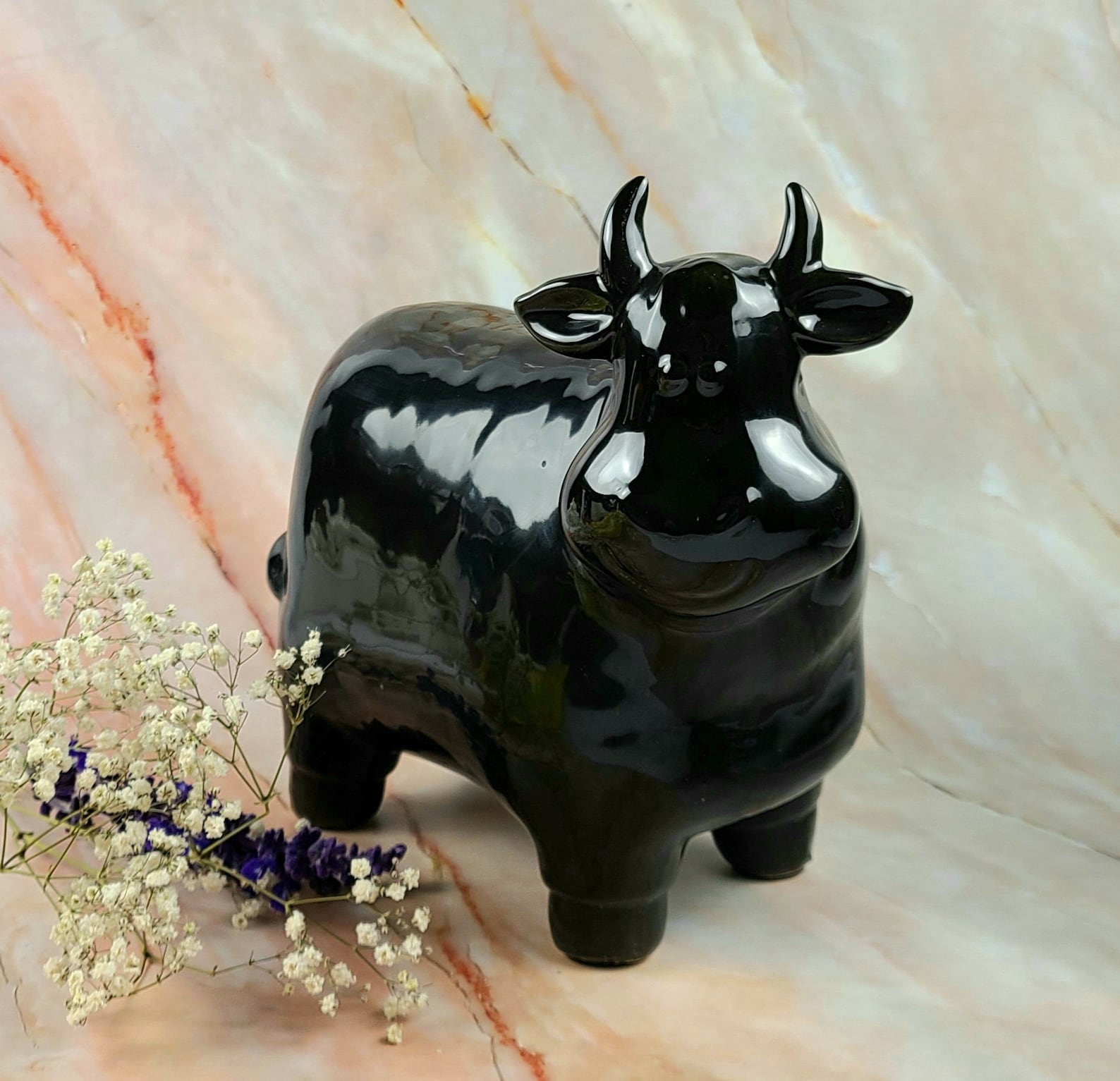 Vintage Laughing Black Bull Figurine Ceramic - Etsy