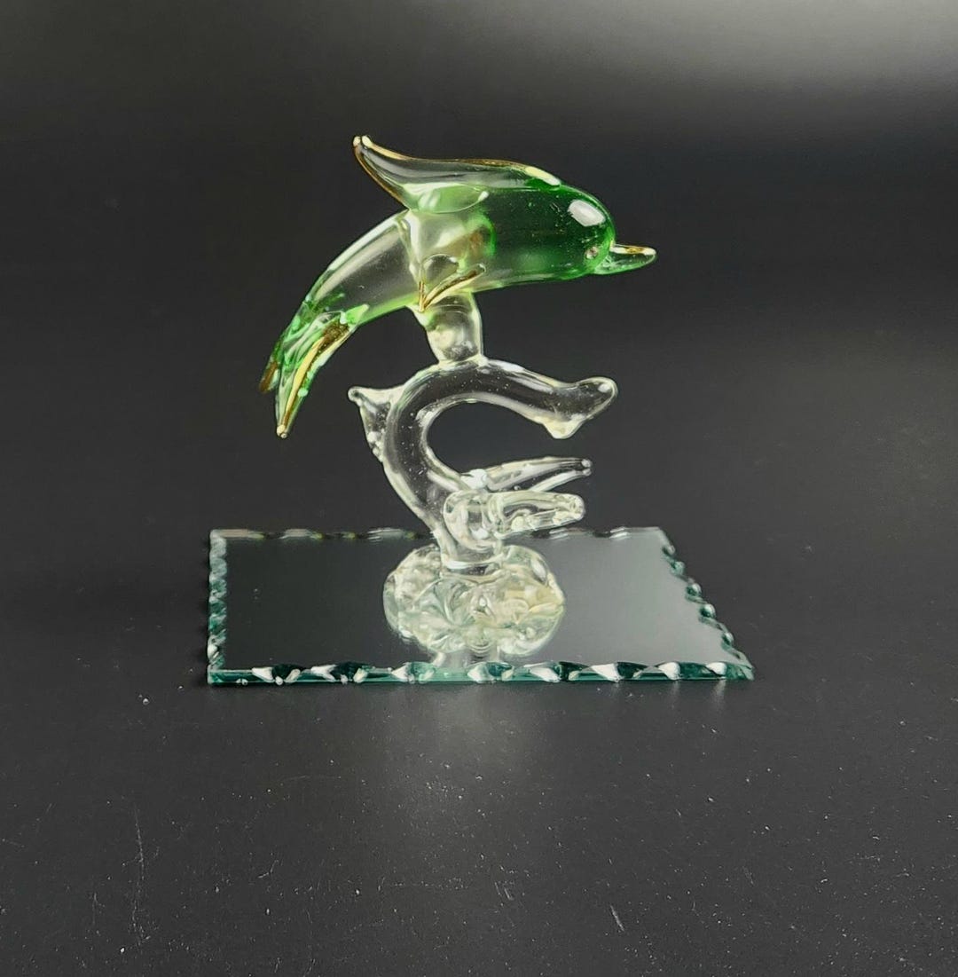 Vintage - Round Base - Dolphin - Glass Figurine - Etsy