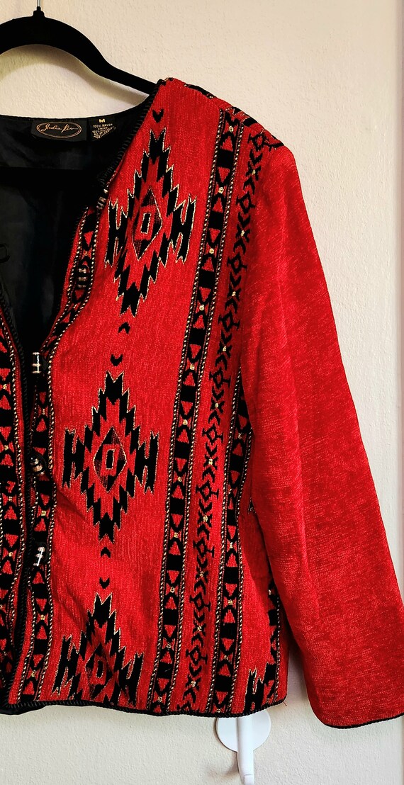 Vintage - Julia Kim Red Jacket - Aztec Design - Mediu… - Gem