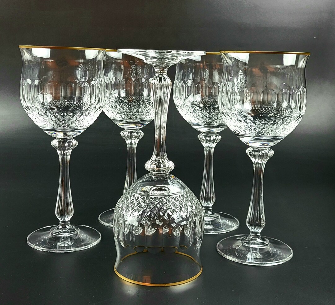 Mikasa - Set of 5 - Gold Rim - Cut, Thumbprint & Crosshatch- Water ...
