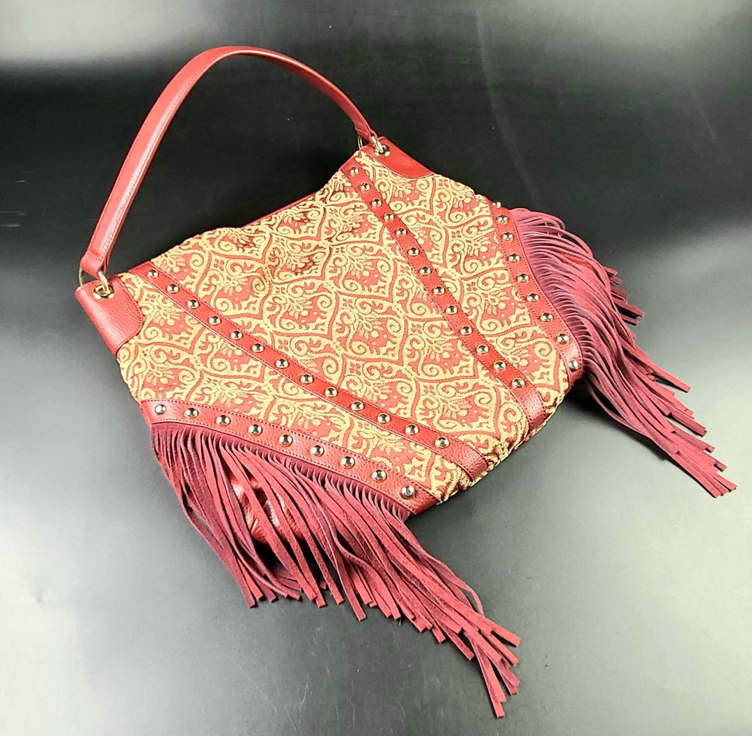 Vintage - Original - Sharif 1827 Beautiful Red Cloth & Leather Fringe ...