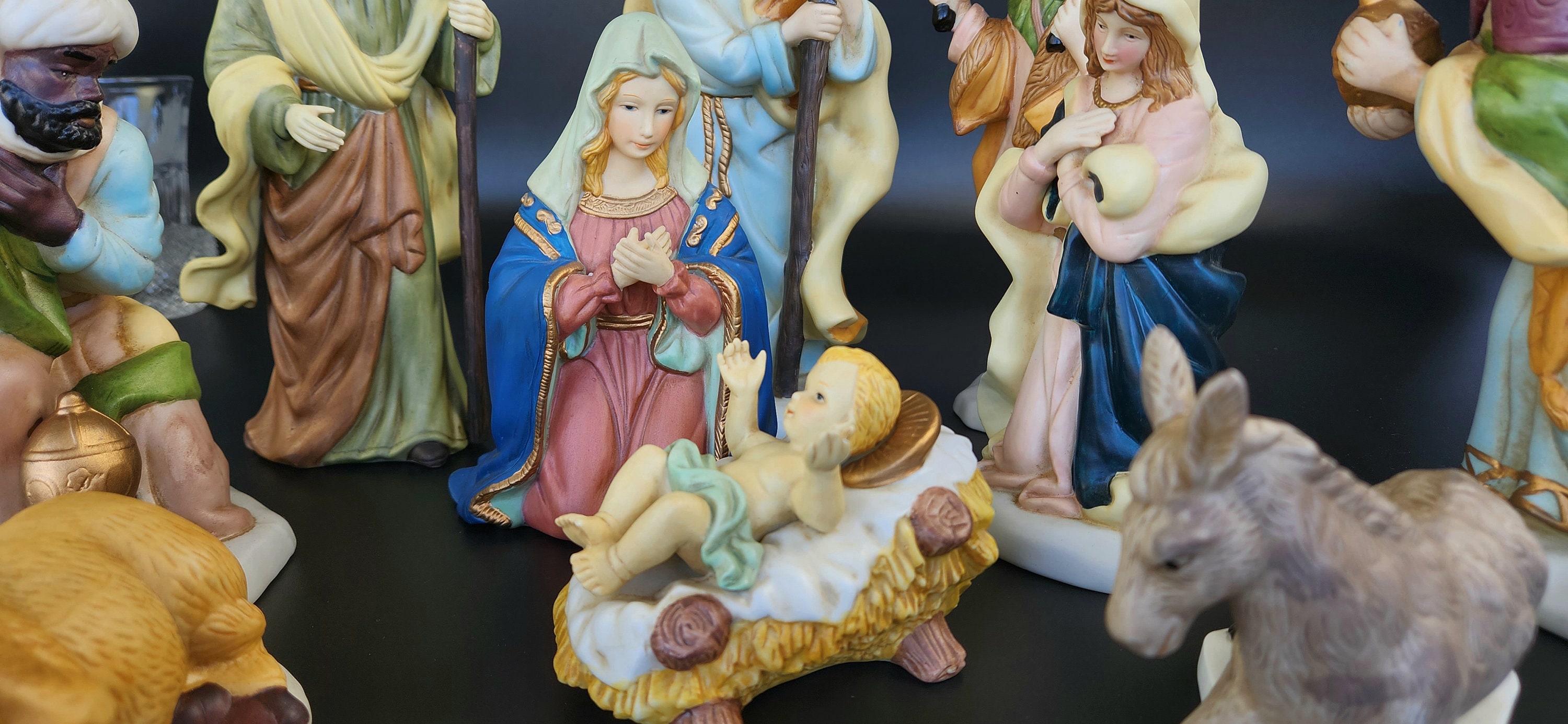 Vintage Ceramic/porcelain 10 Piece Porcelain Nativity Set Made in China ...