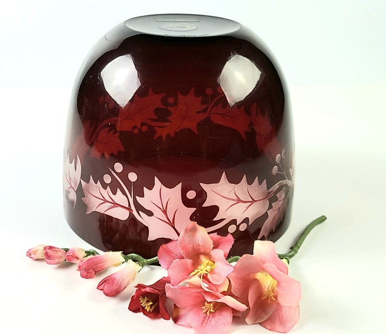 Vintage Teleflora Ruby Red Bowl Etched Grapes Design Great Condition - Etsy