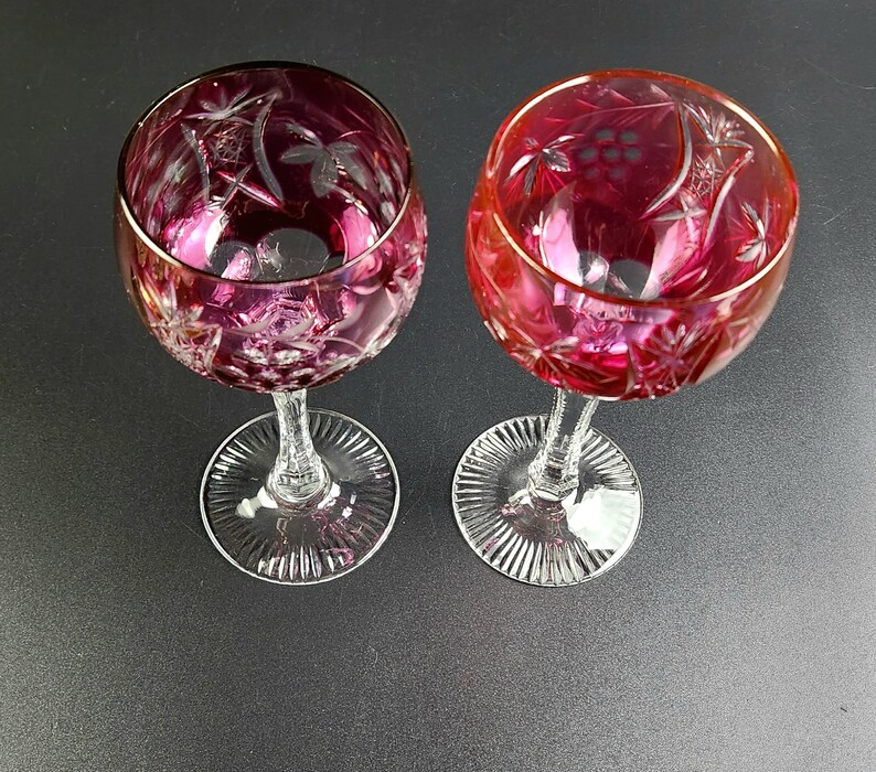 Vintage Beyer Bleikristall BEZ1 Shades of Pink Cut-crystal Wine Glasses ...