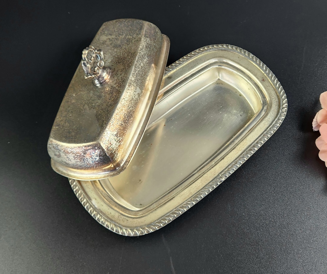 Antique - 7 7/8" Long - Silver on Copper - Butter Dish With Lid - Etsy