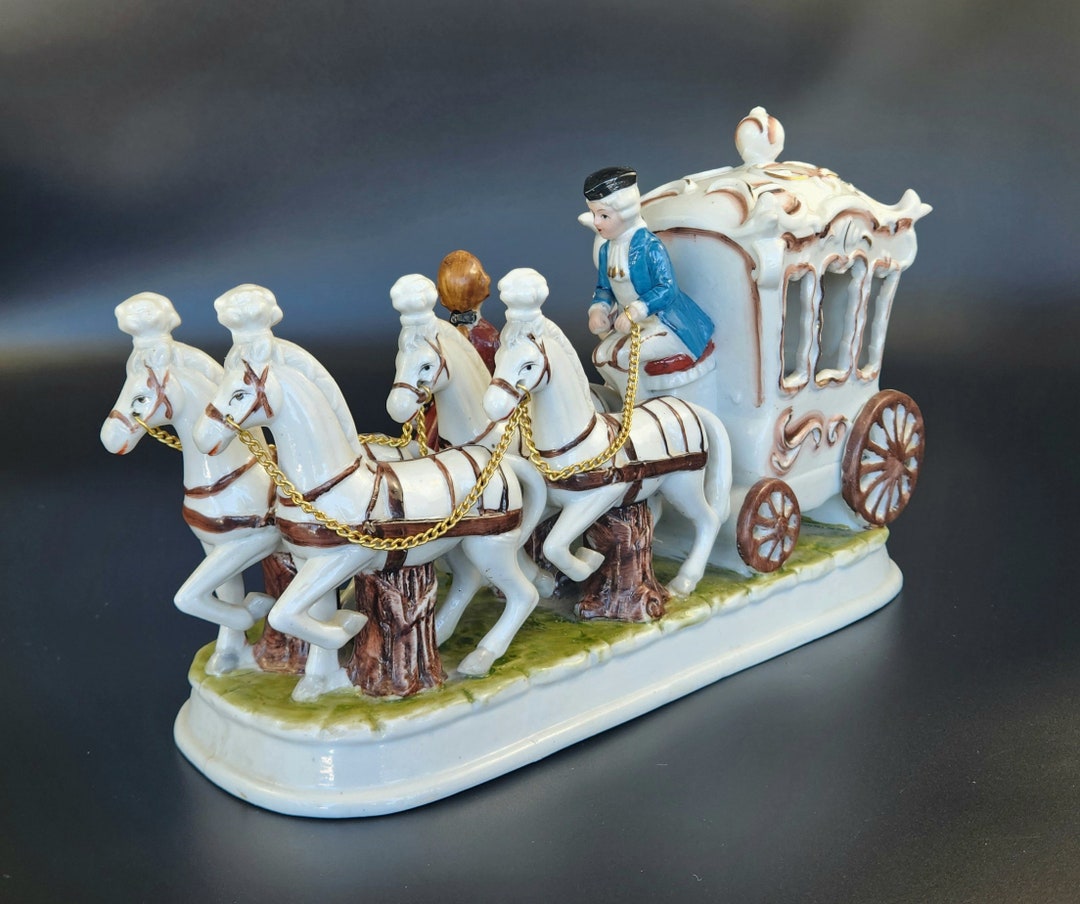 Antique German Porcelain - 12 3/4" Long - Prince and Princess in Horse ...