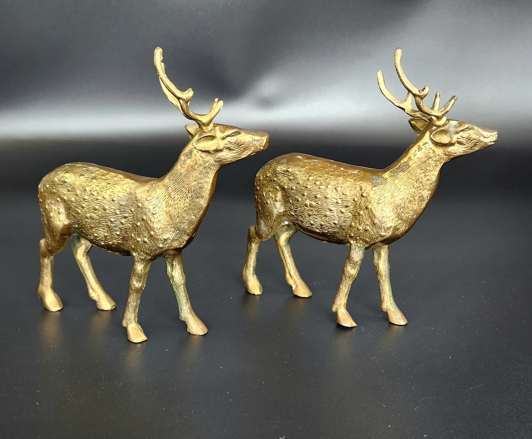 Vintage Mid-century Beautiful Brass Deer Figurines - Set of 2 - Etsy