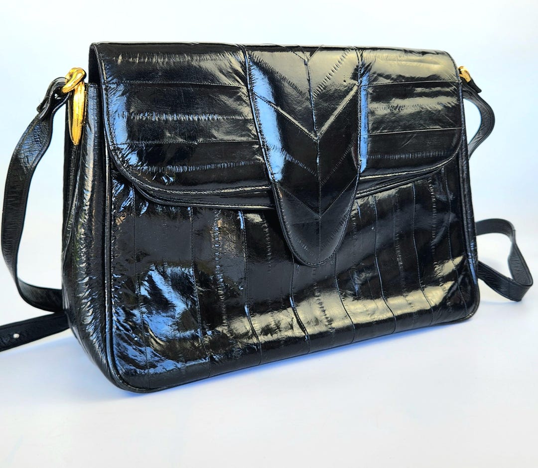 Vintage - Eel Skin Crossbody Bag - Black - Etsy