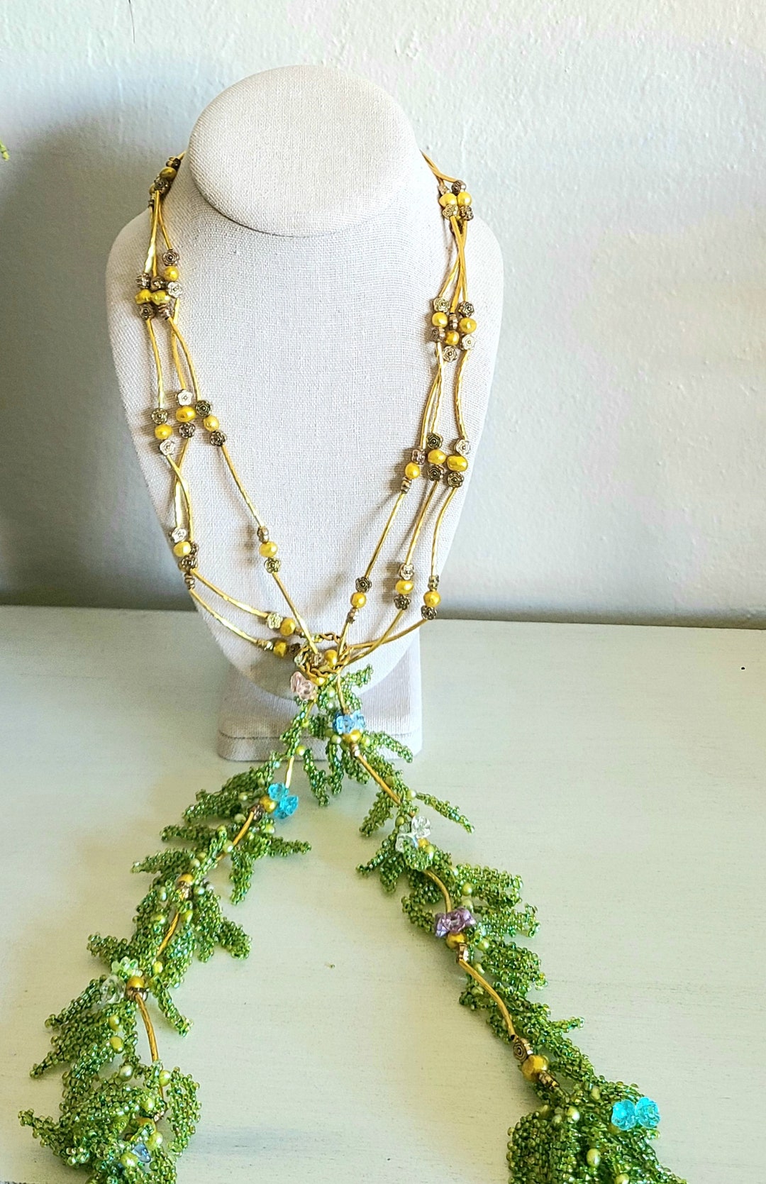 Vintage - Multi-colored Unique Beaded Necklace - Layered - Etsy