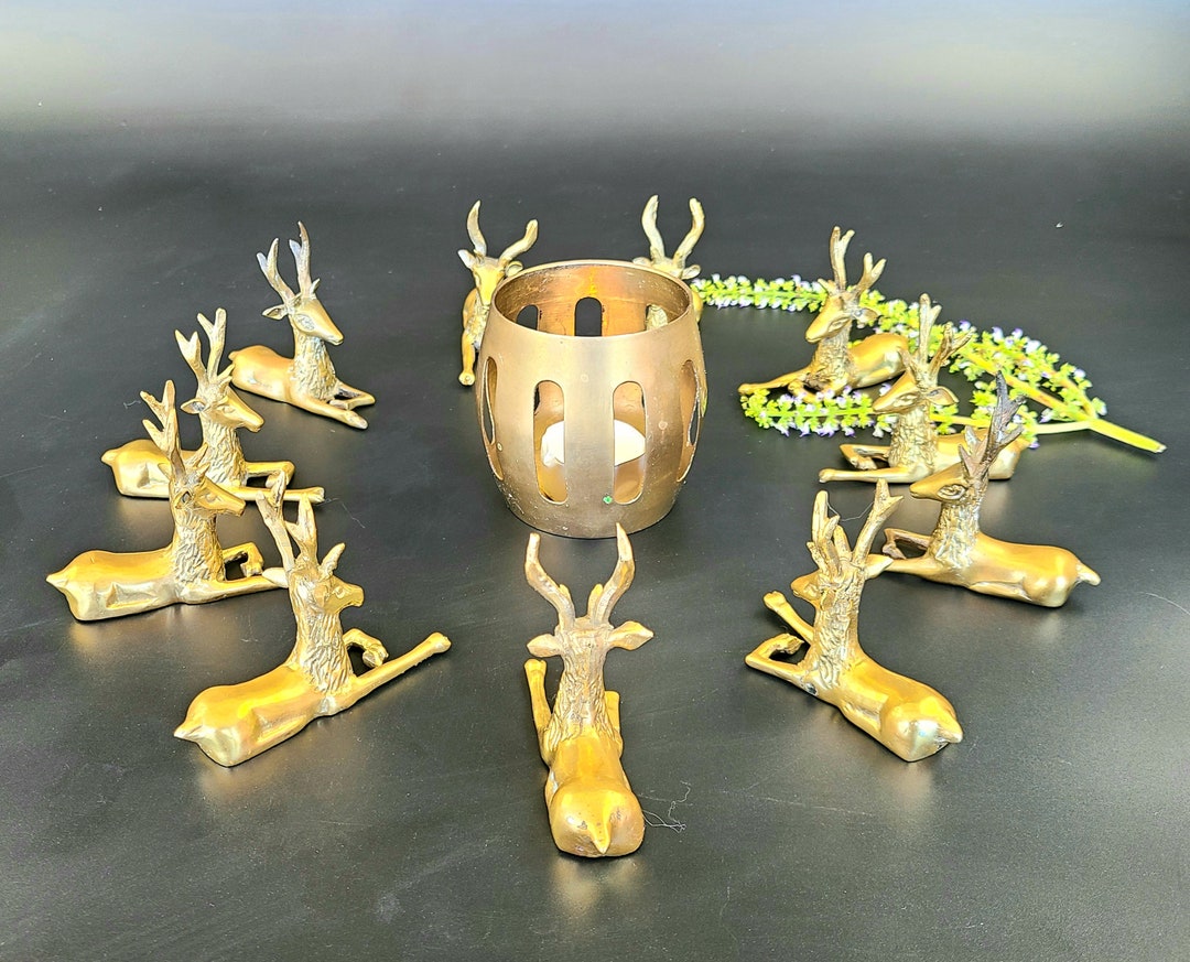 Vintage -set of 11 - Brass Reindeer Figurines - Art Decor Perfect for ...