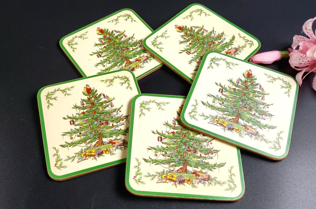 Vintage - Set of 5 - Spode Christmas Tree - Coasters - Etsy