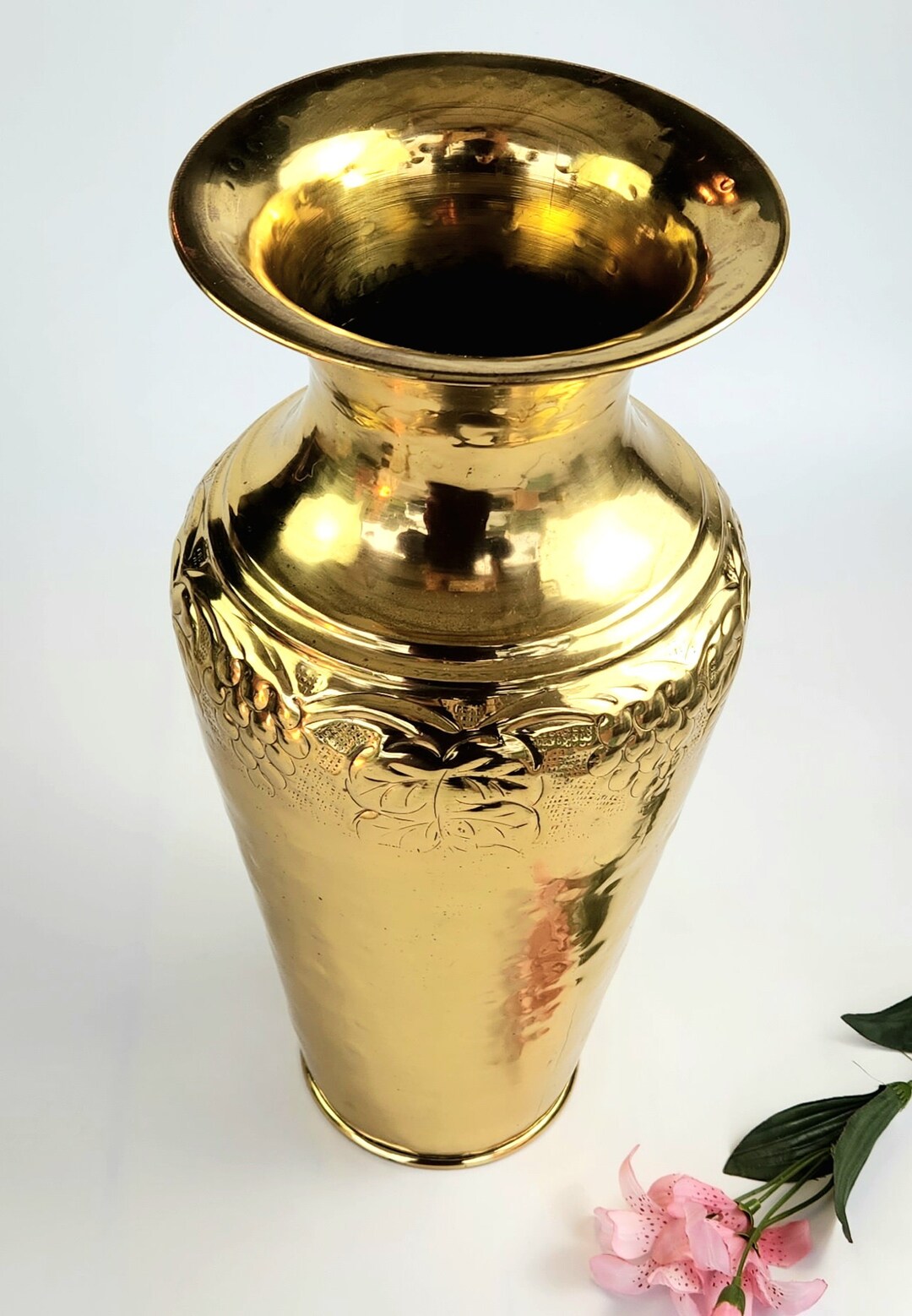 Vintage - India- Brass Vase With Beautiful Design - 15" Tall - Etsy