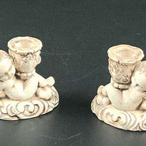 Vintage Angel/ Cherub Candlestick Holders - Signed - Set of 2 - Etsy
