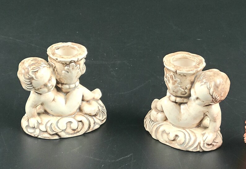 Vintage Angel/ Cherub Candlestick Holders - Signed - Set of 2 - Etsy
