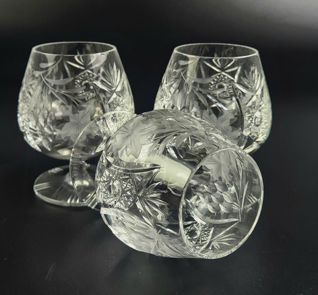 Vintage - Set of 3 - Stunning Cut-crystal Small Brandy Glasses ...