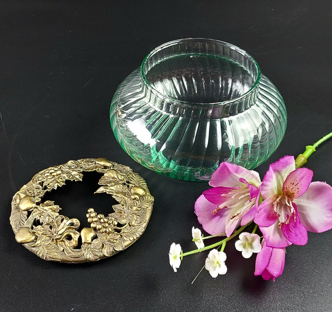 Vintage - Dish/ Box - Decorative Glass Potpourri- Pewter Lid - Etsy