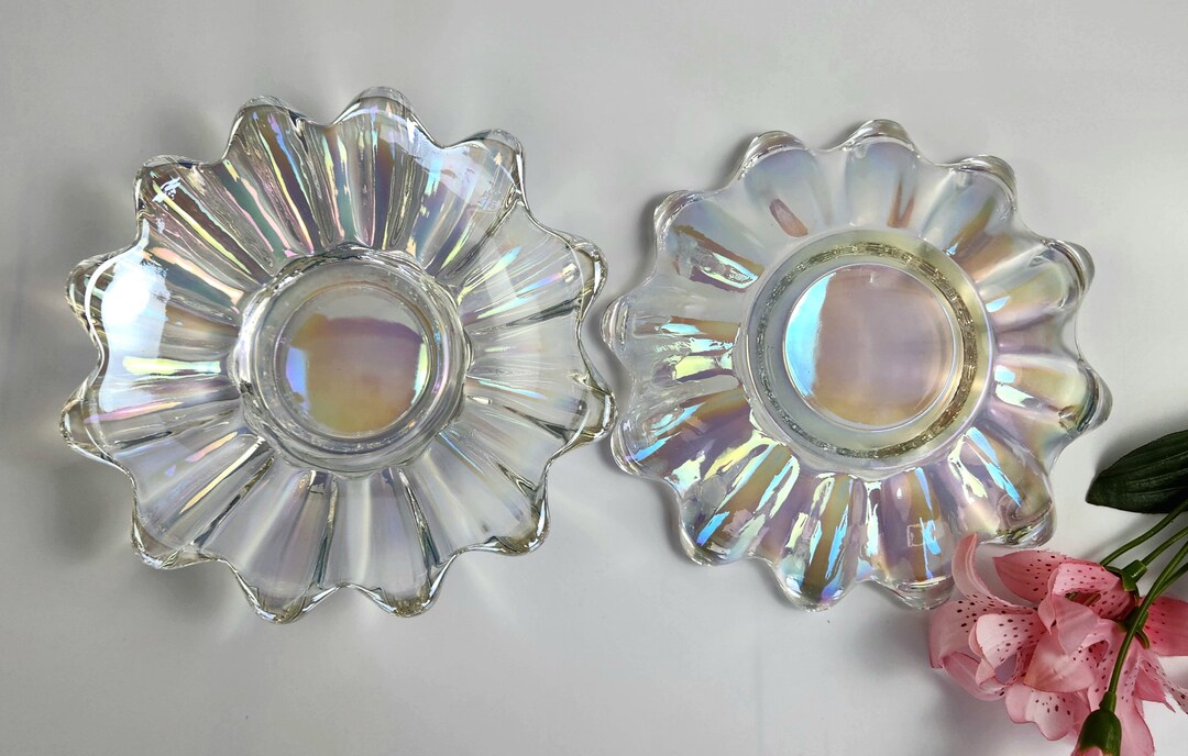 Vintage Fostoria Iridescent Glass Plates Pair 5.5 Diameter - Etsy