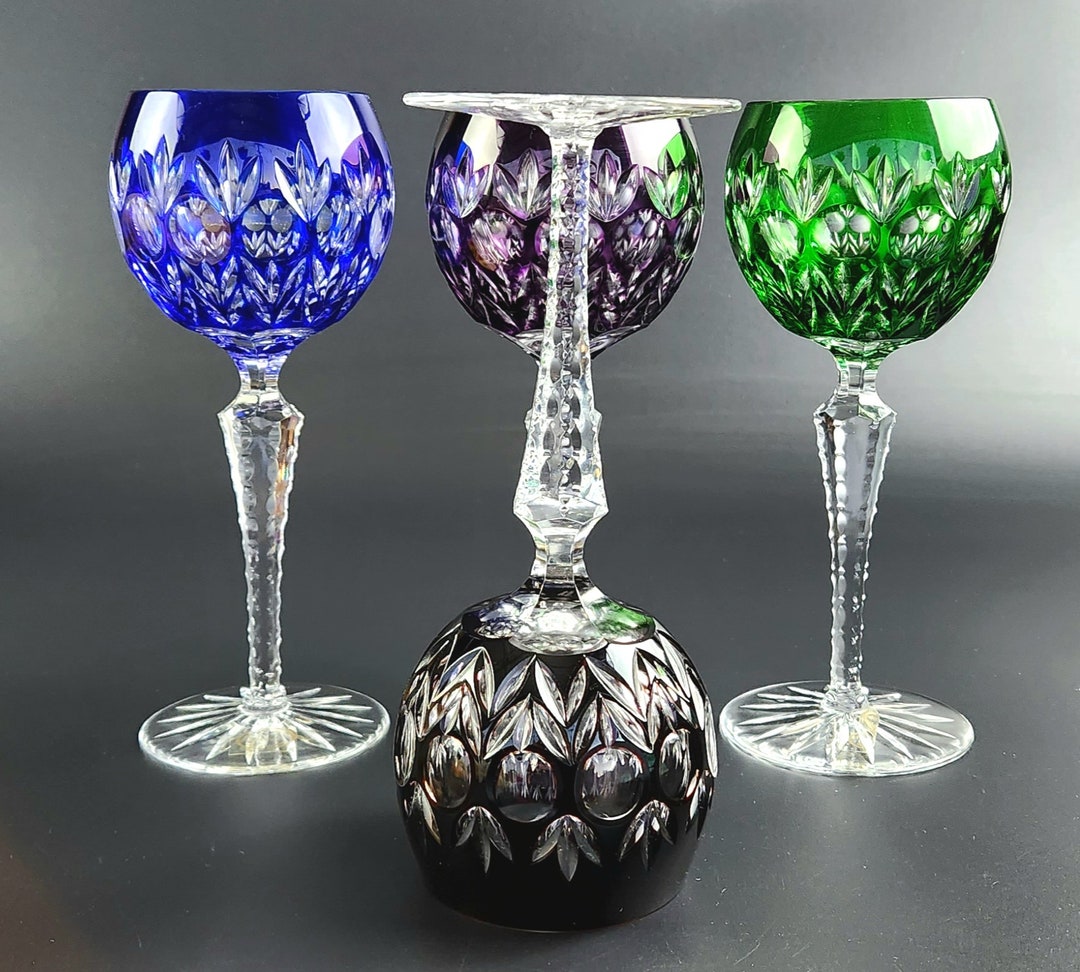 Vintage Set of 4 Dynasty by Godinger Cut-crystal Multi-color Wine ...