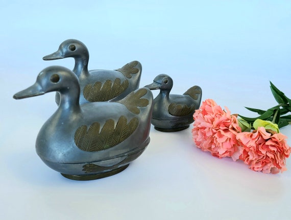 Vintage - Duck Family - Pewter and Brass - Set of 3 J… - Gem