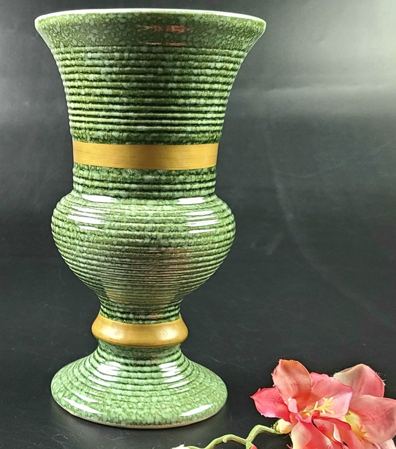 Vintage Hull Pottery USA 101 Ceramic Glazed Vase Green & Gold Color - Etsy