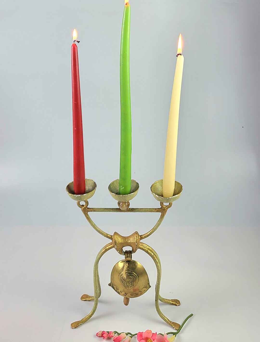 Vintage- Holds 3 Candles - Beautiful and Rare - Metal Candleholder - Etsy