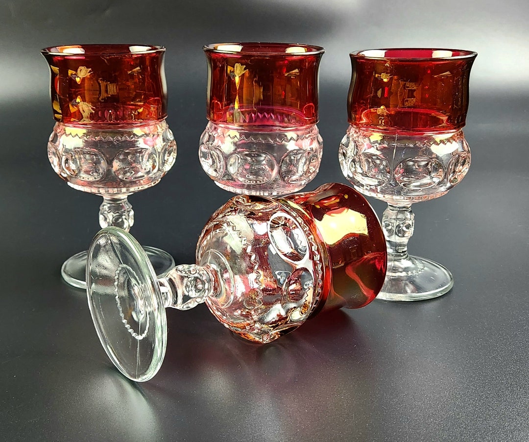 Vintage - Set of 4 - TIFFIN-FRANCISCAN- Water Goblet King's Crown-ruby ...