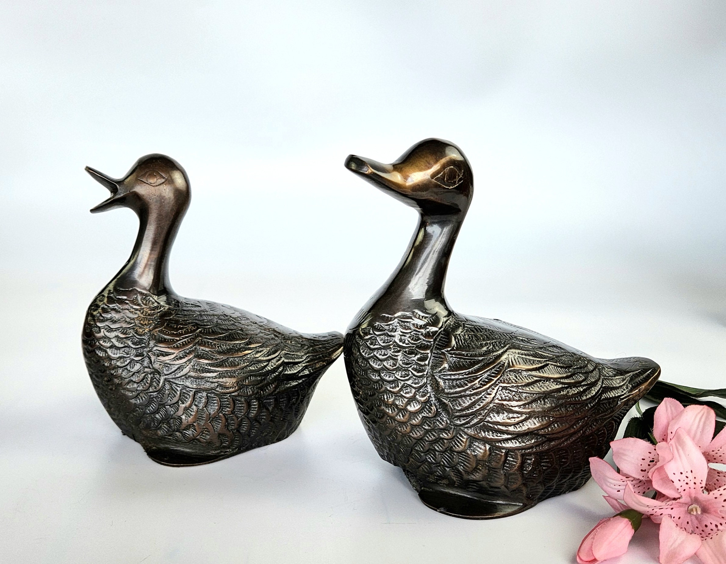 Vintage Brass Ducks & Duckling Figurines Large and Beautiful - Pair - Etsy