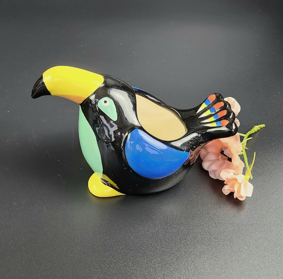 Vintage Ceramic Colorful Toucan Bird Planter 4 Tall - Etsy