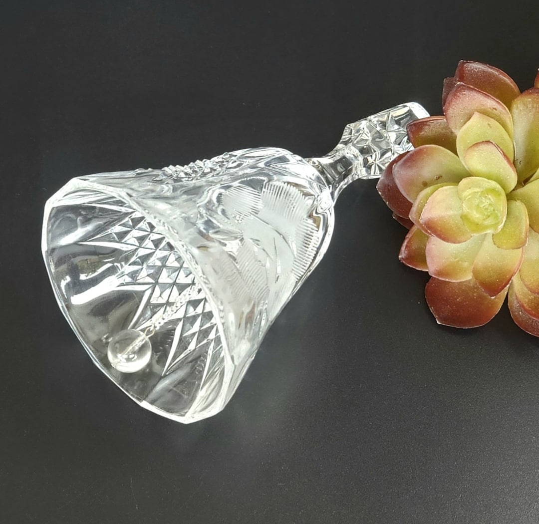 Vintage - Cut-crystal Table Bell - Etched Floral Design - 6" Tall - Etsy