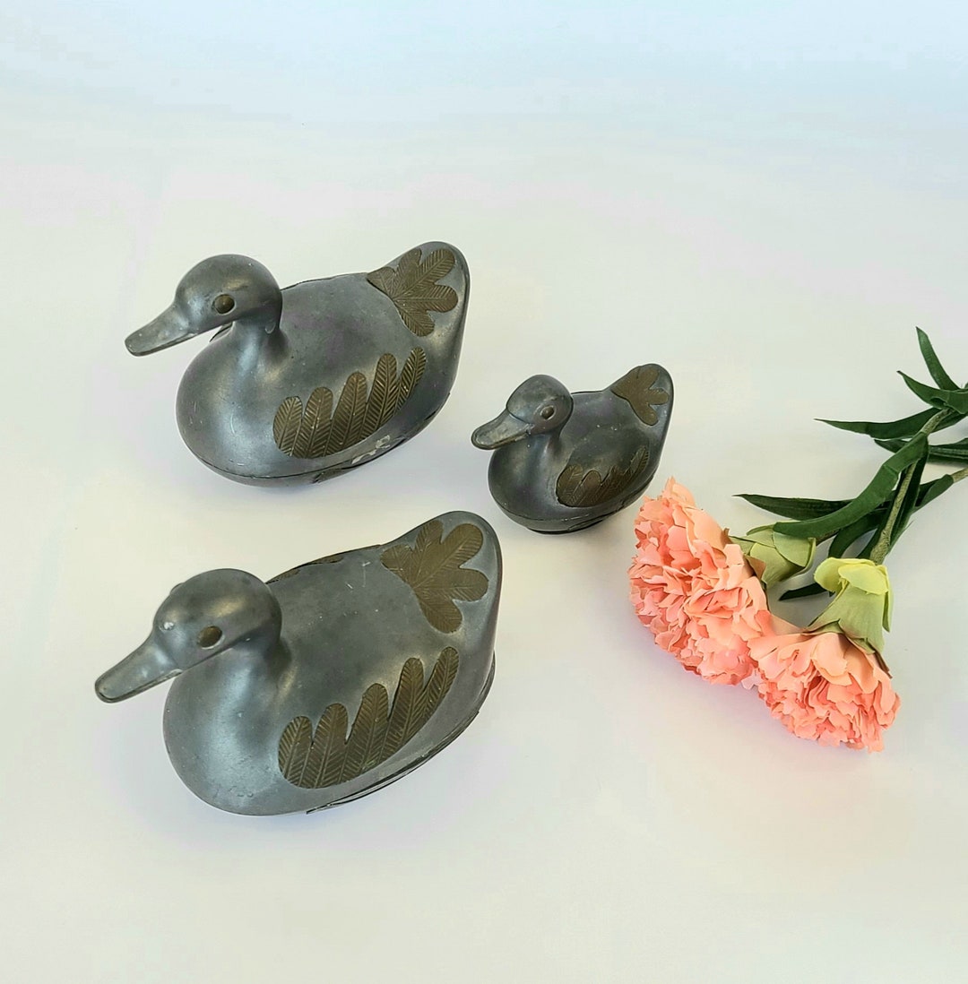 Vintage - Duck Family - Pewter and Brass - Set of 3 Jewelry Boxes ...