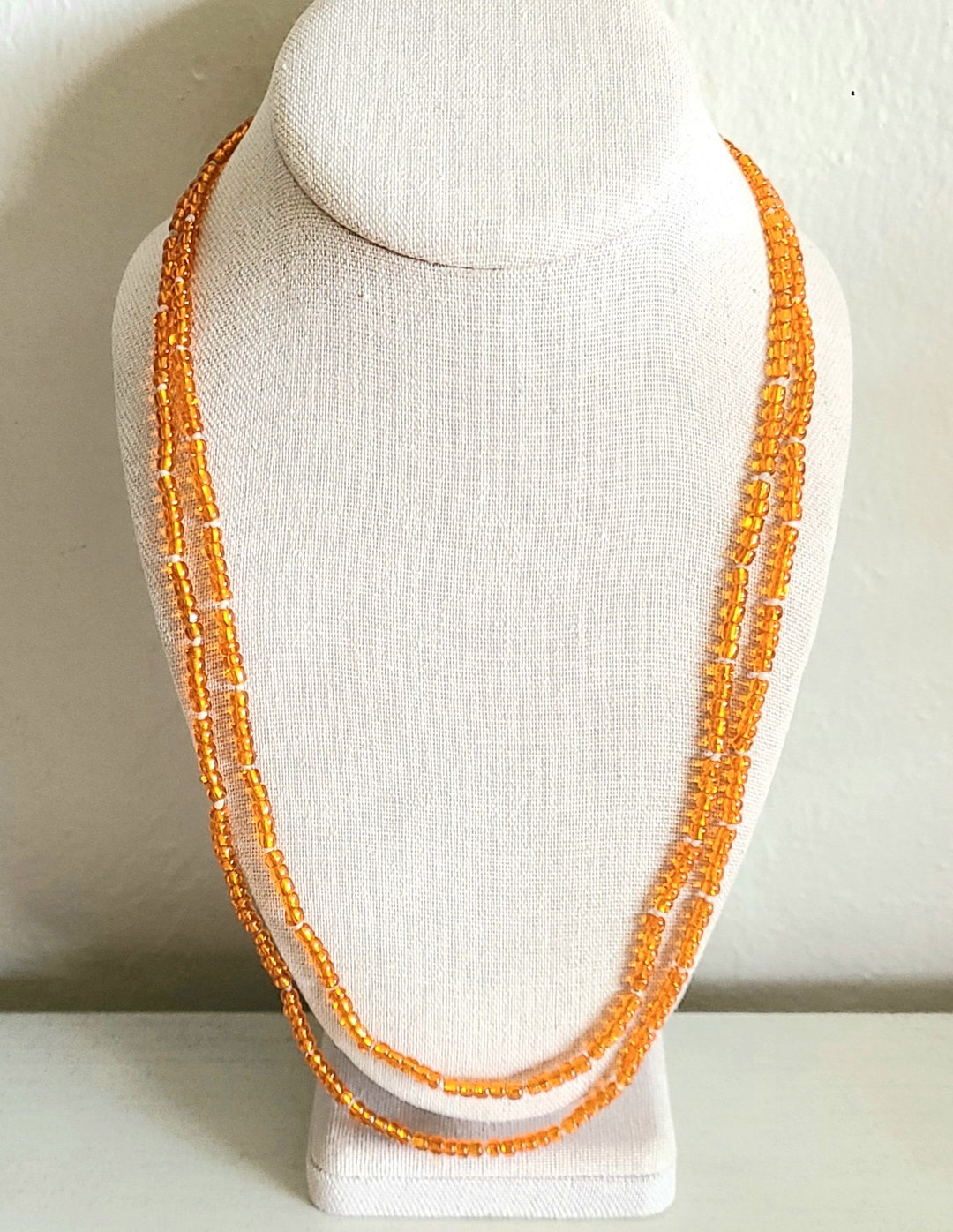 Vintage- Orange Color - 48" Long - Beautiful Layered Necklace - Etsy