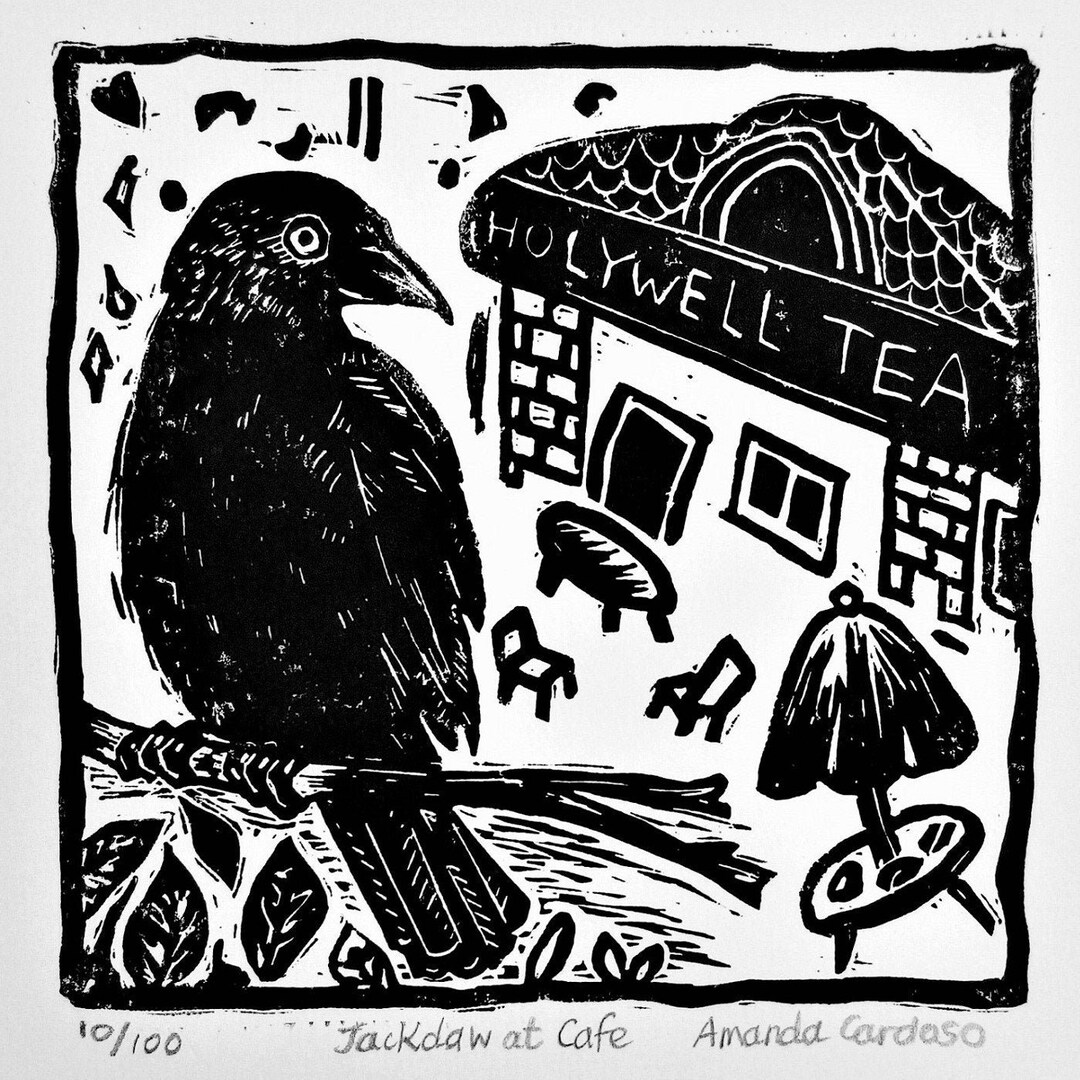 Jackdaw Greetings Card From Original Linocut. Card From Limited Edition ...