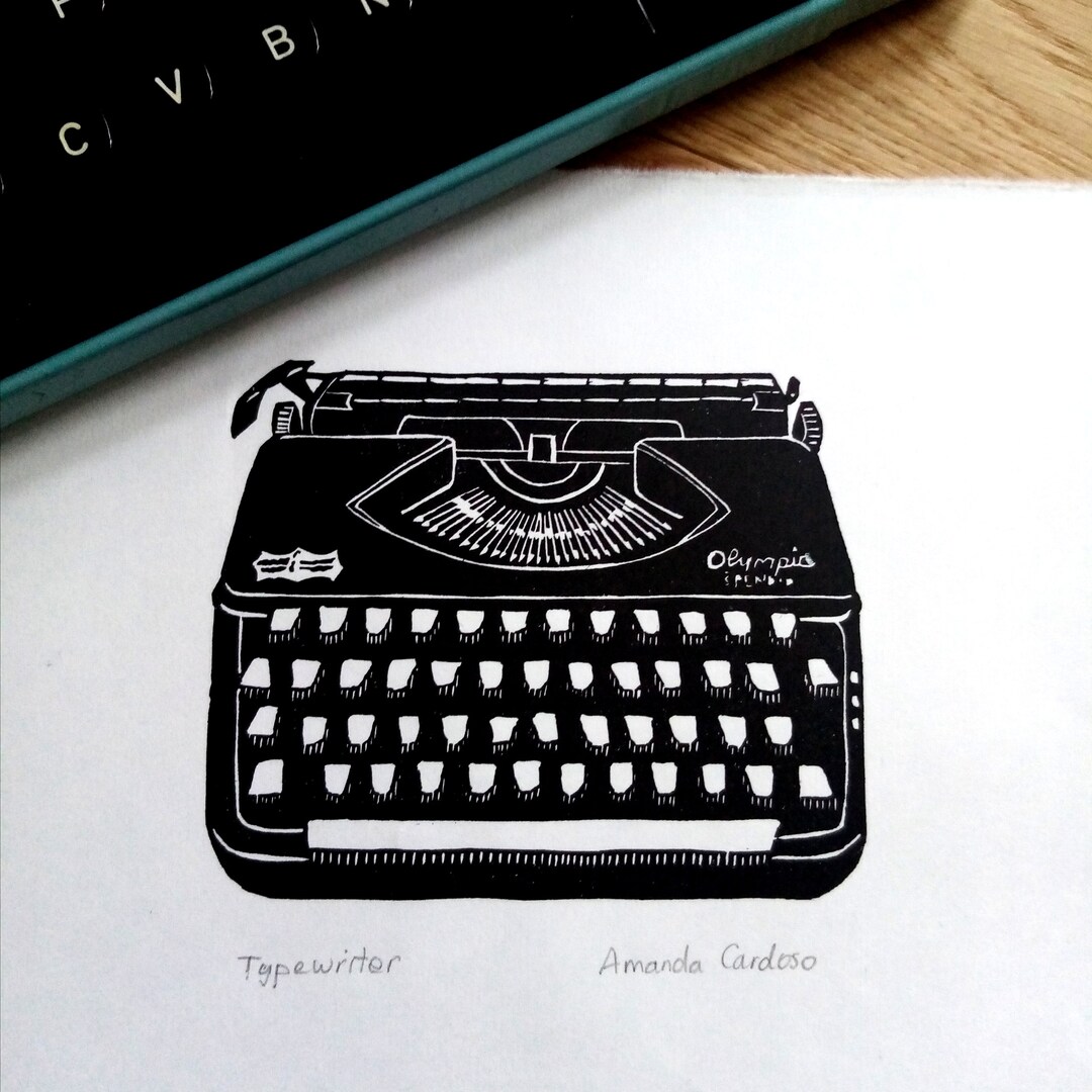 Typewriter Linocut Print - Perfect for Writer, Author, Booklover ...