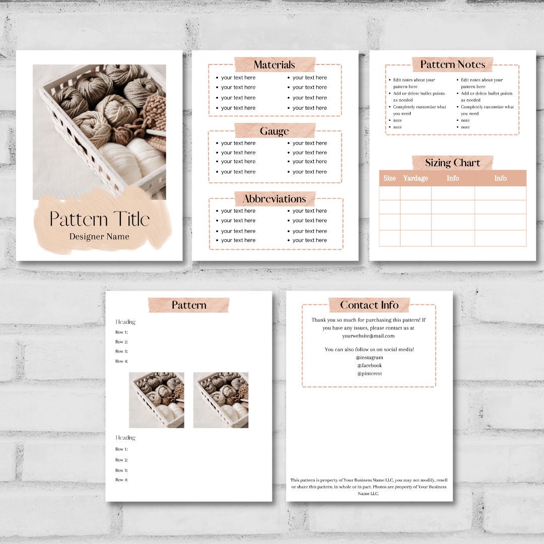 Neutral Crochet Pattern Template | Canva Downloadable Outline | Crochet ...