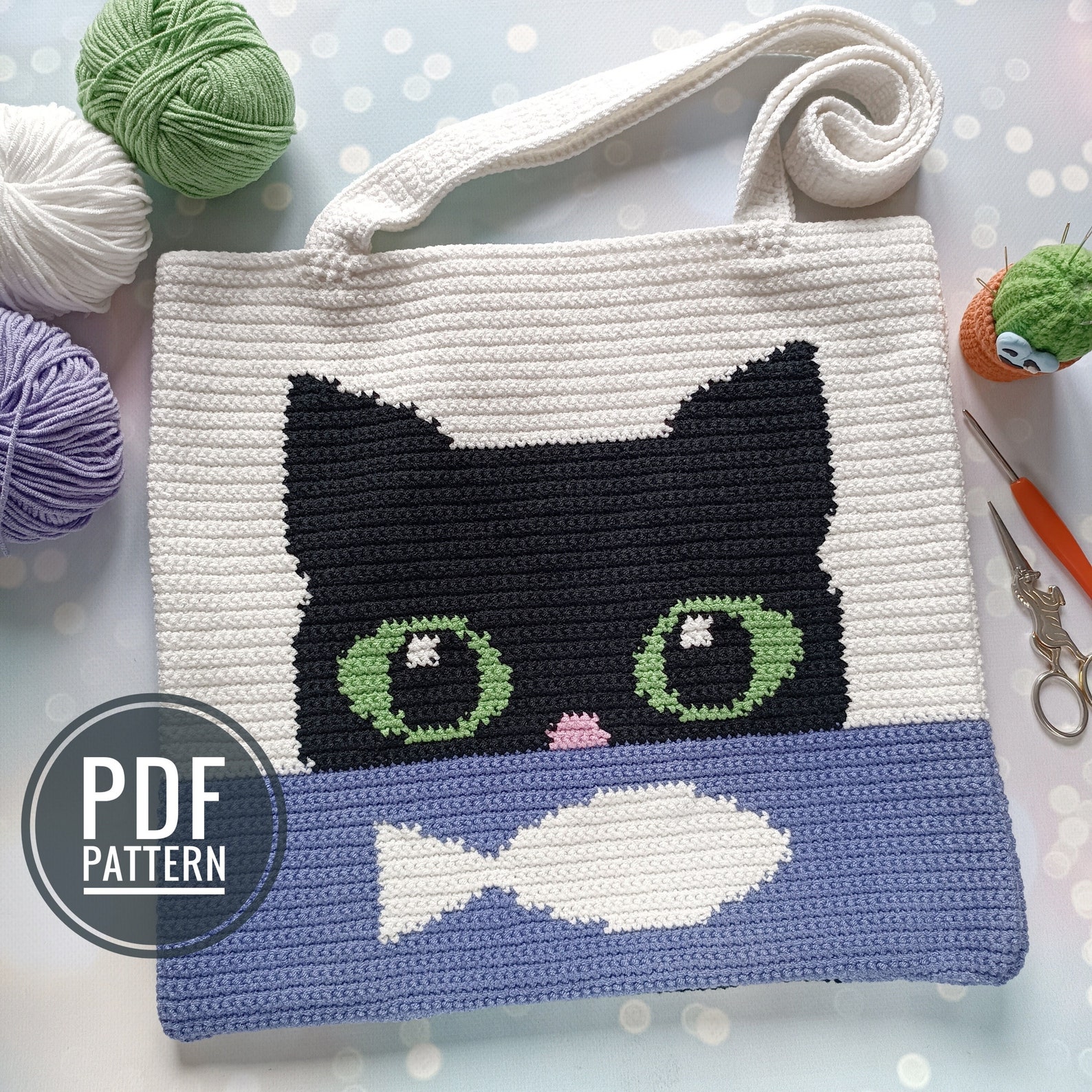 Crochet Cat Pattern Crochet Bag Pattern Crochet Tote Bag - Etsy