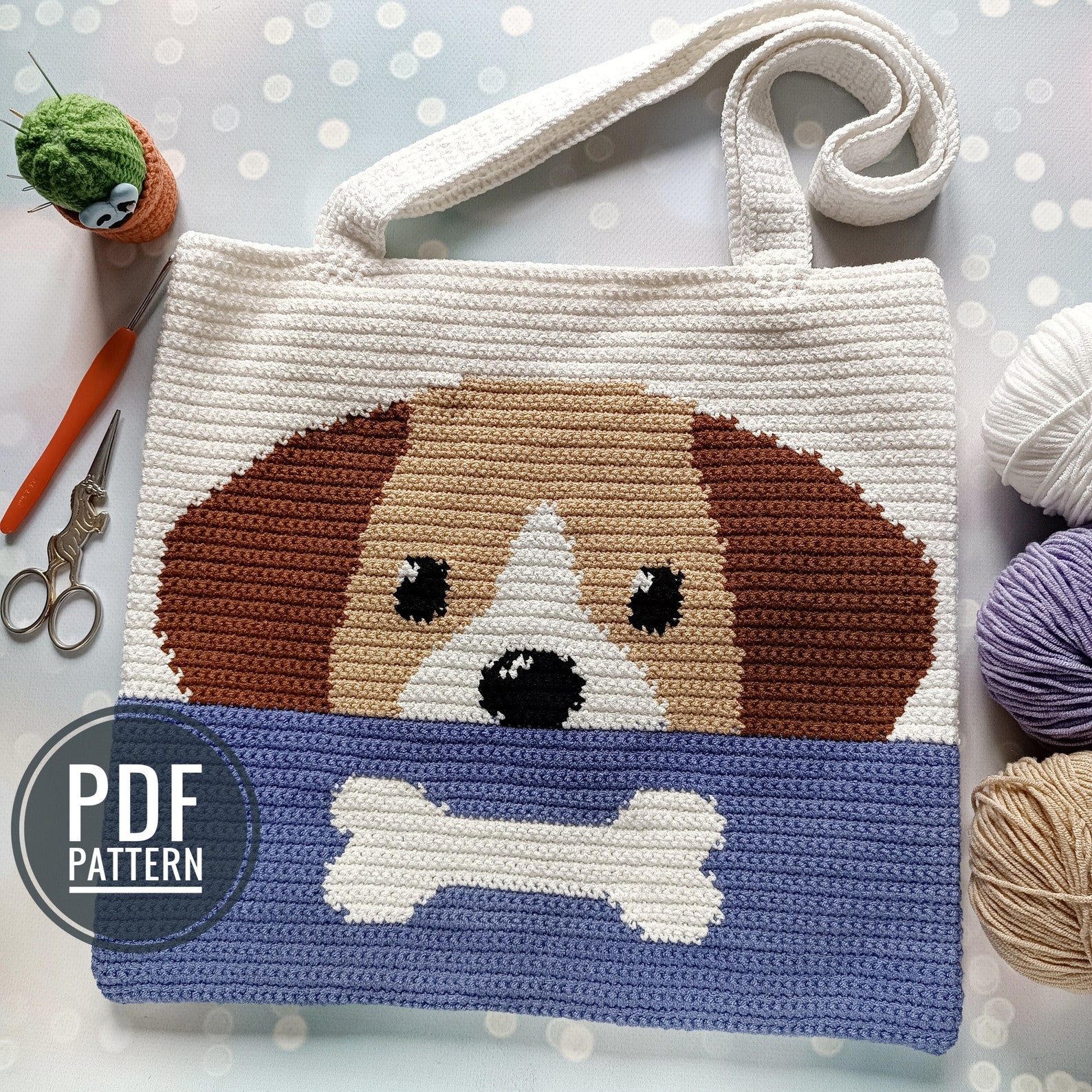 Crochet Dog Pattern Crochet Bag Pattern Crochet Tote Bag - Etsy