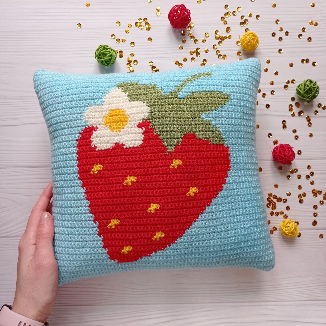 Crochet Pillow Pattern Strawberry Crochet Pattern Crochet - Etsy
