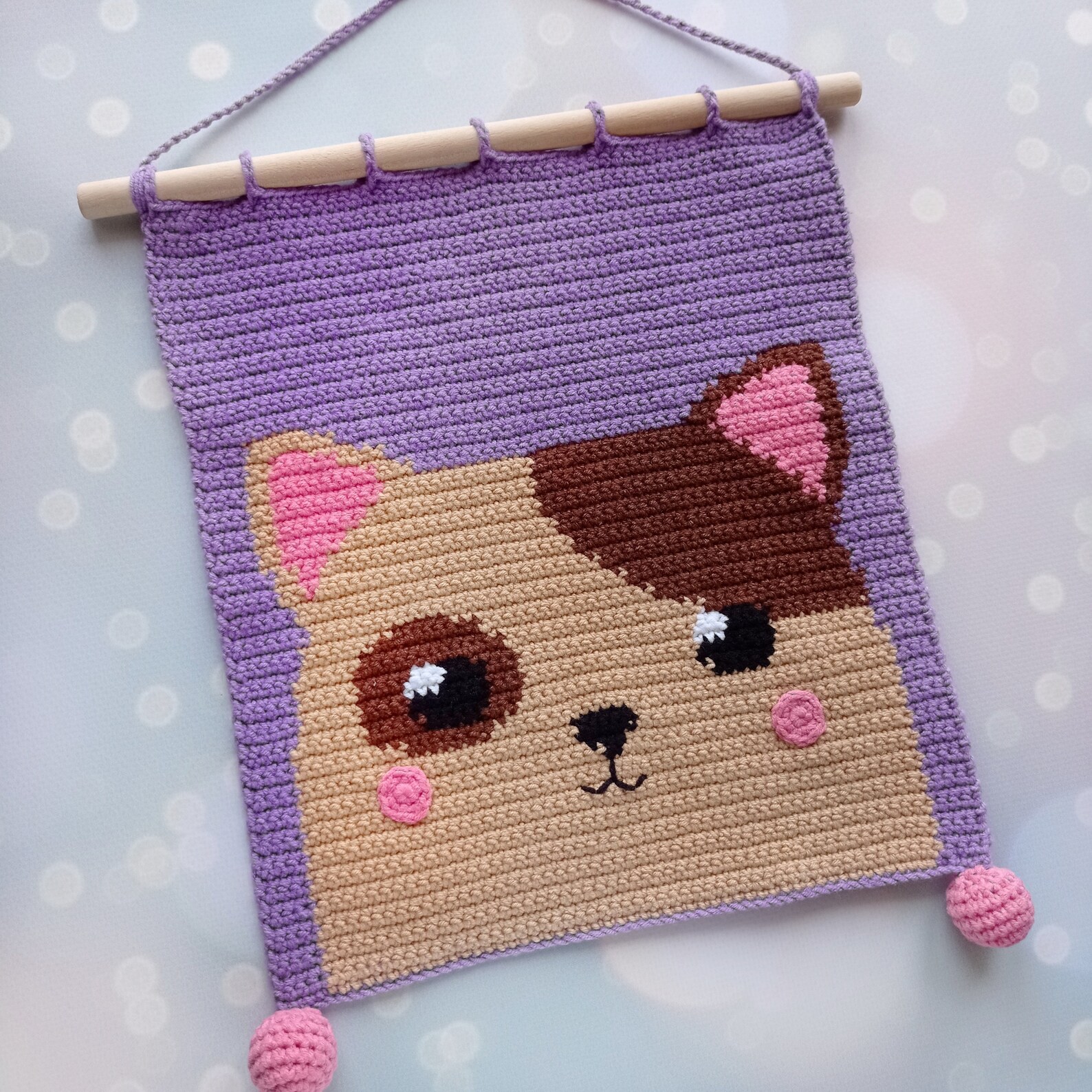 Crochet Wall Hanging Pattern, Crochet Cat Decor Diy, Cat Crochet ...
