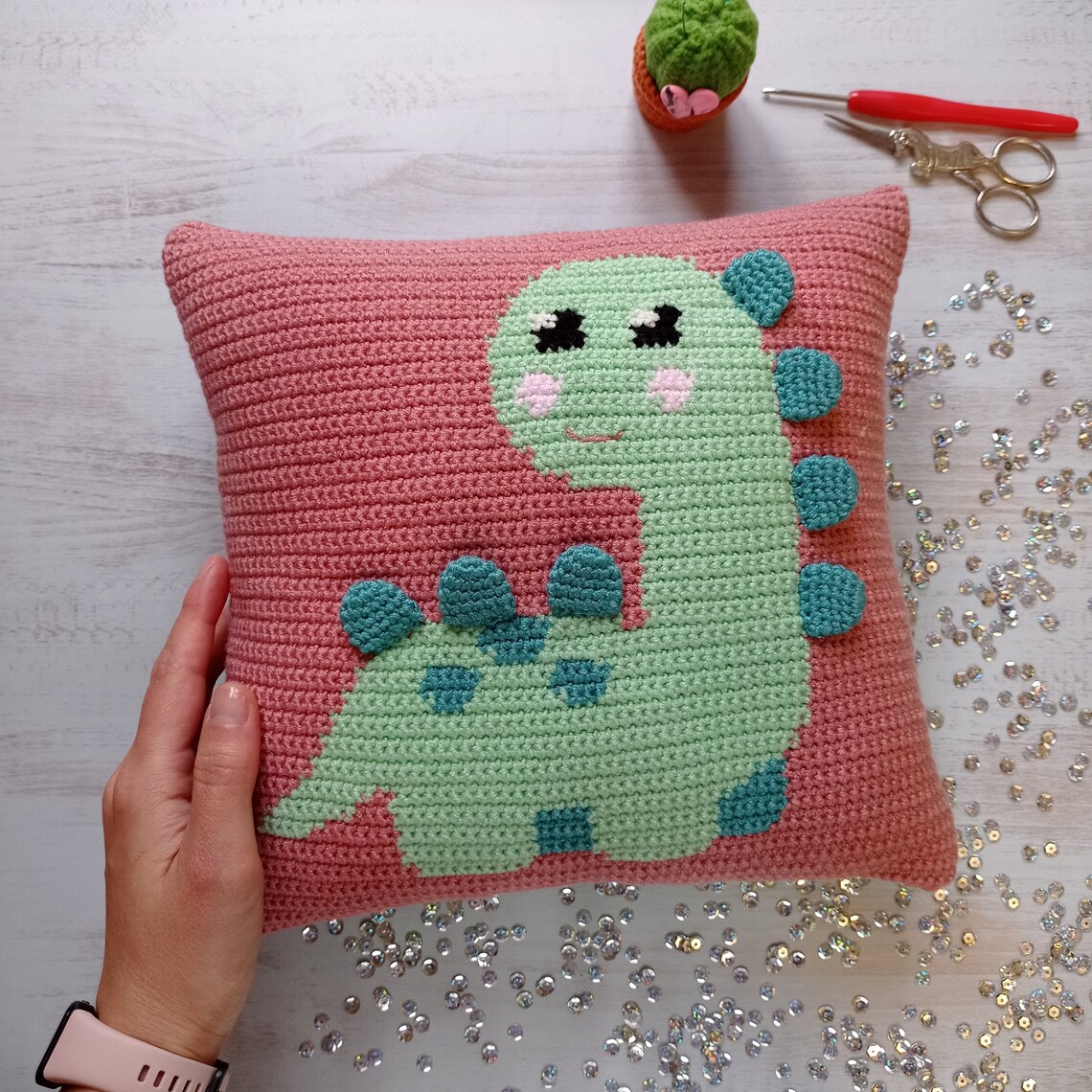 Crochet Dinosaur Pillow Pattern (PDF Pattern) - Etsy