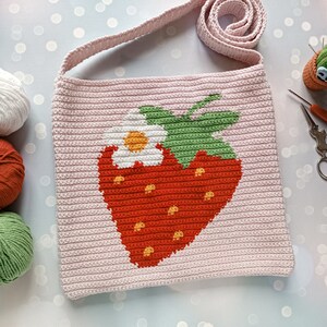 Crochet Bag Pattern, Crochet Tote Bag Pattern, Crochet Strawberry ...