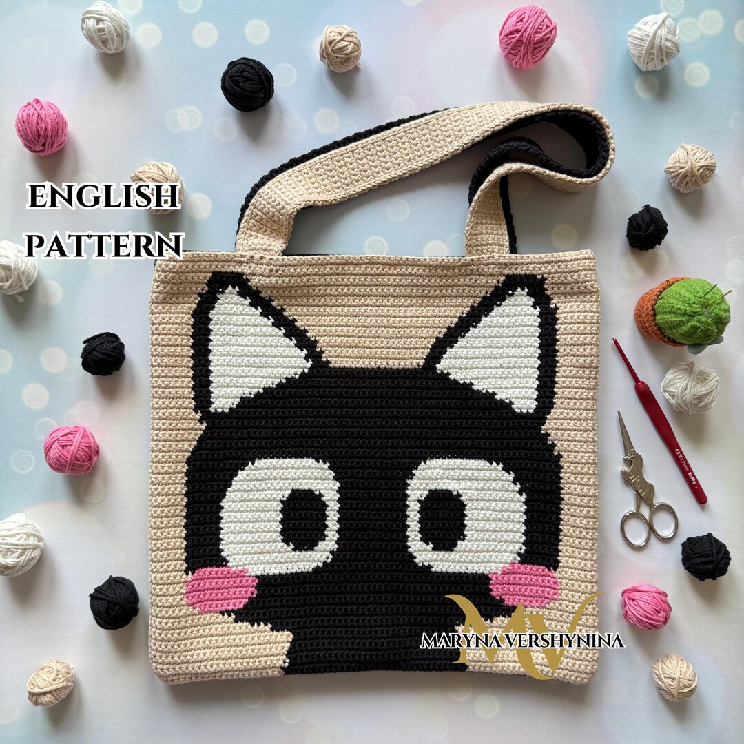 Cute Black Cat Bag Crochet Pattern (PDF Pattern) - Etsy